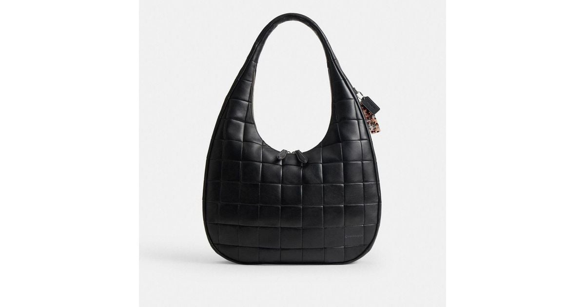 COACH Ego Large Crescent Shoulder Bag In Upcrafted Leather in Black | Lyst