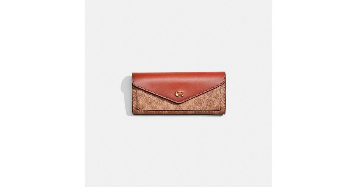 COACH Restored Wyn Soft Wallet In Colorblock Signature Canvas in Pink ...