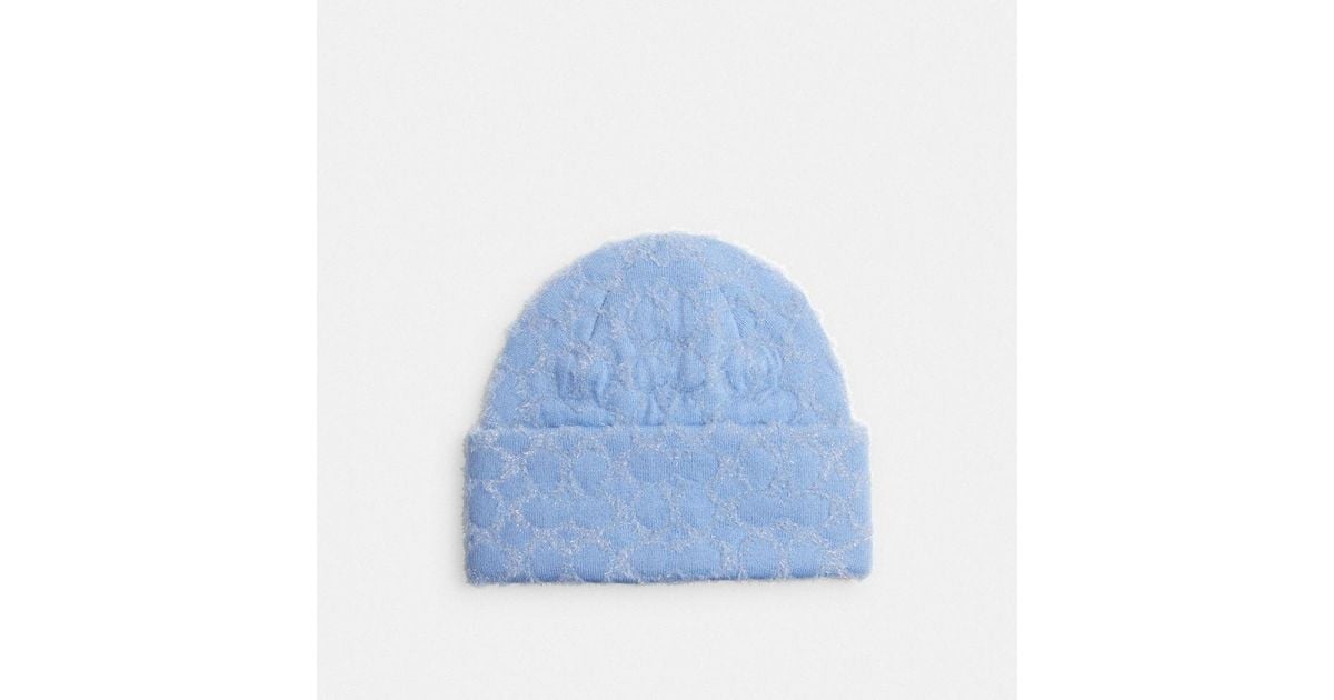 COACH Signature Metallic Beanie in Blue | Lyst