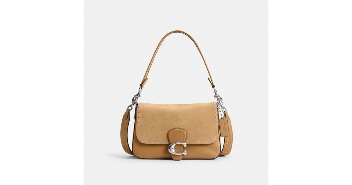 COACH Soft Tabby Shoulder Bag With Rivets And Tooling in Natural | Lyst ...