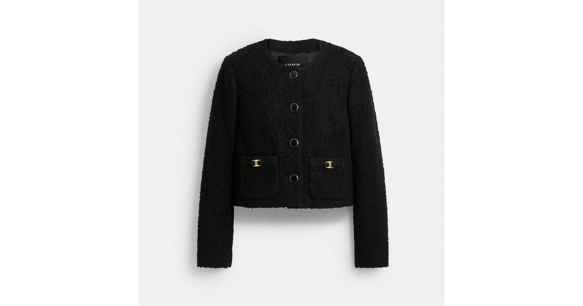 COACH Heritage C Boucle Jacket in Black | Lyst