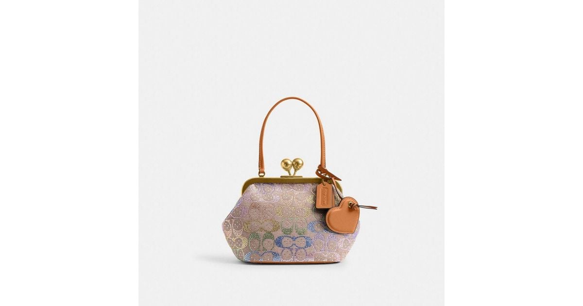 COACH Kisslock Frame Bag 16 In Crystal Signature Jacquard in Gray | Lyst