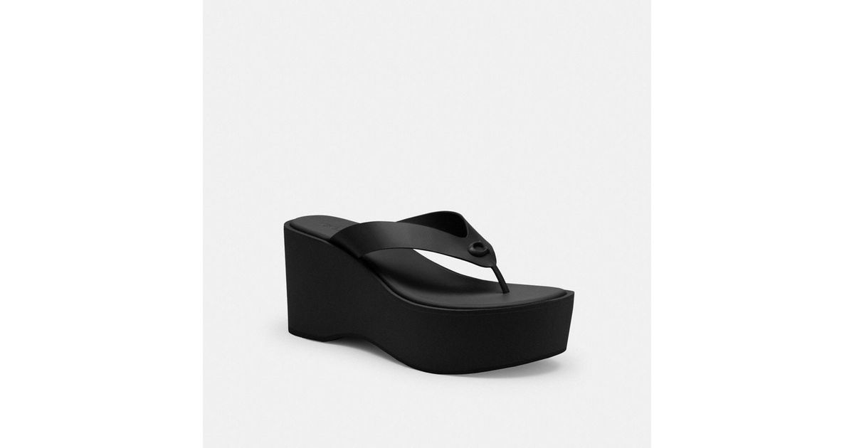 COACH Sculpted C Platform Flip Flop in Black | Lyst