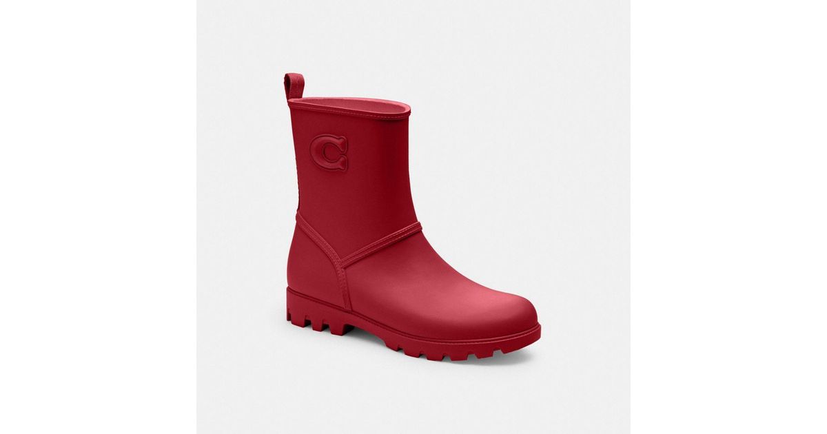 COACH Ryder Rainboot in Red | Lyst
