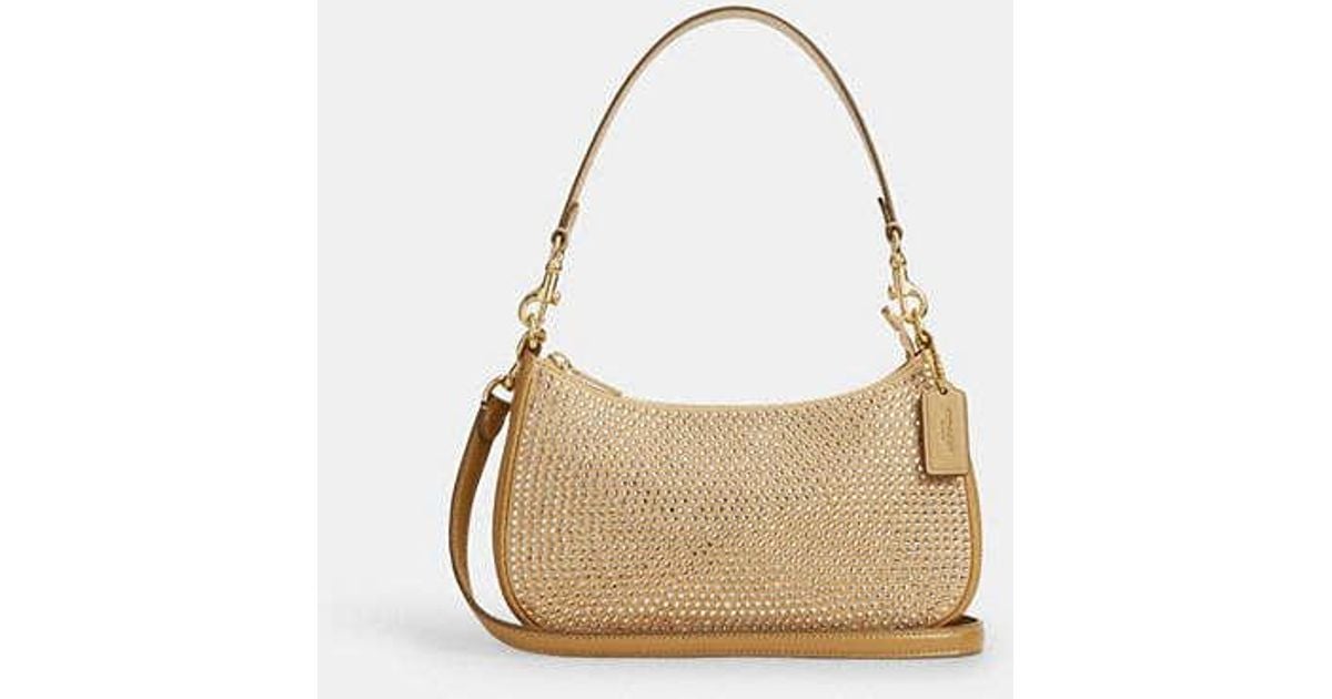 COACH Teri Shoulder Bag With Crystal in Black | Lyst