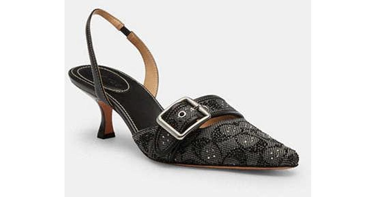 COACH Margot Slingback In Crystal Signature Jacquard in Black | Lyst UK