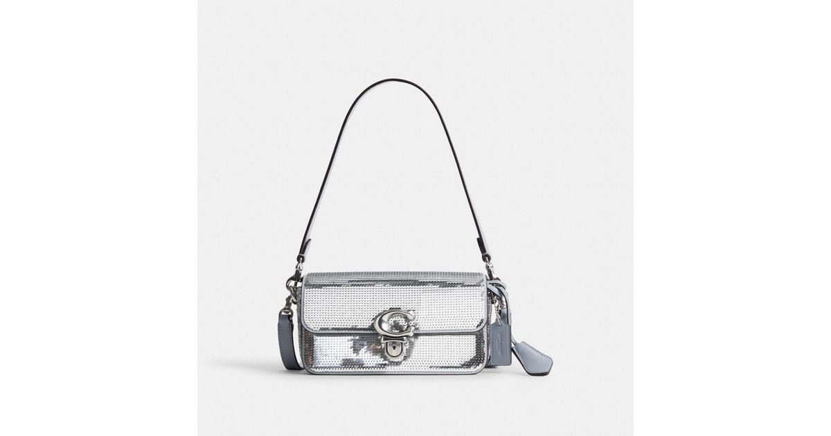 COACH Studio Baguette Bag With Sequins in White | Lyst