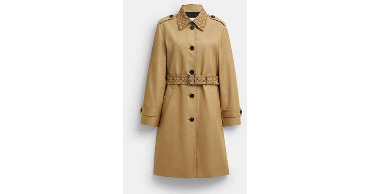 COACH Trench Coat With Signature Piping in Natural | Lyst UK