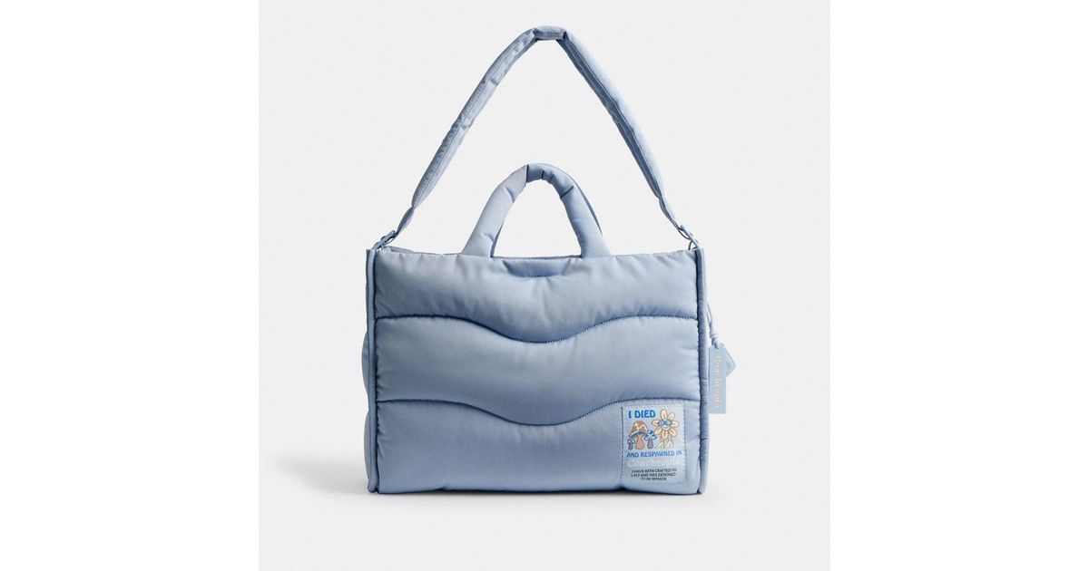 COACH Topia Loop Tote In Recycled Polyester With Wavy Quilting in Blue ...