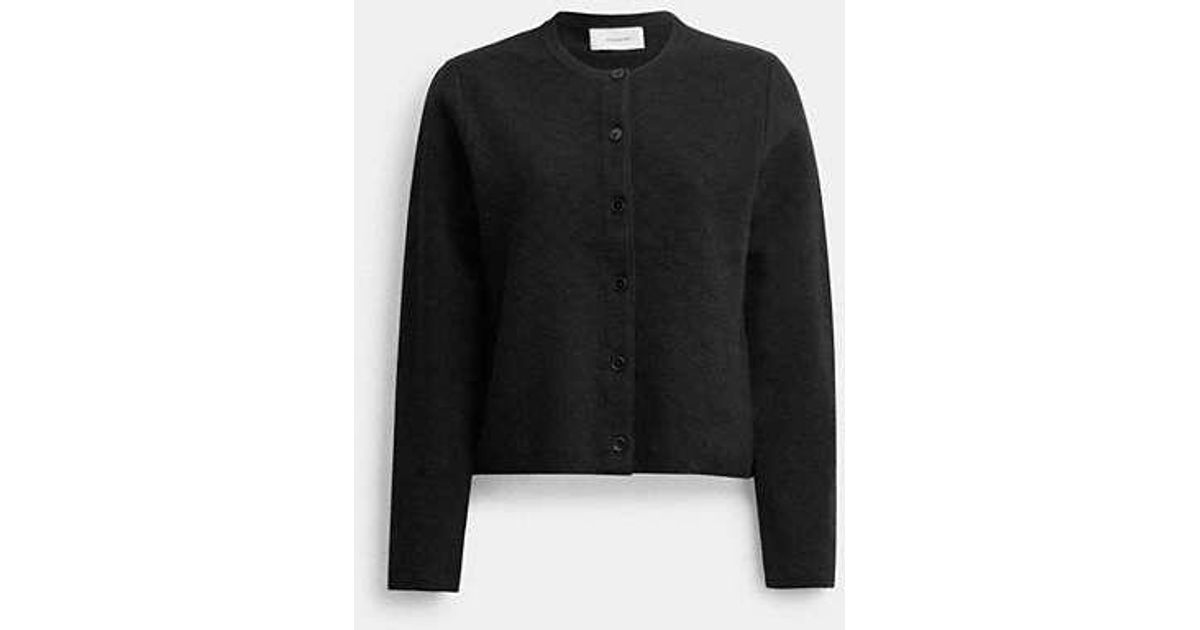 COACH Signature Knit Cropped Cardigan in Black | Lyst