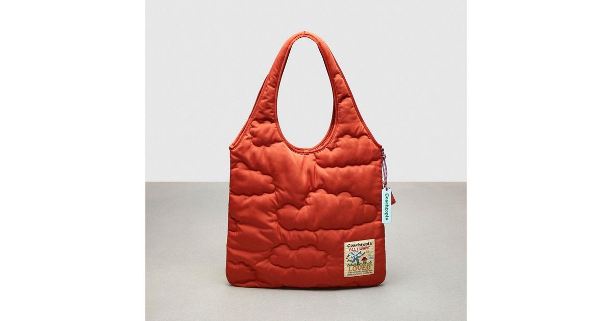 COACH Topia Loop Flat Tote With Cloud Quilting in Red | Lyst