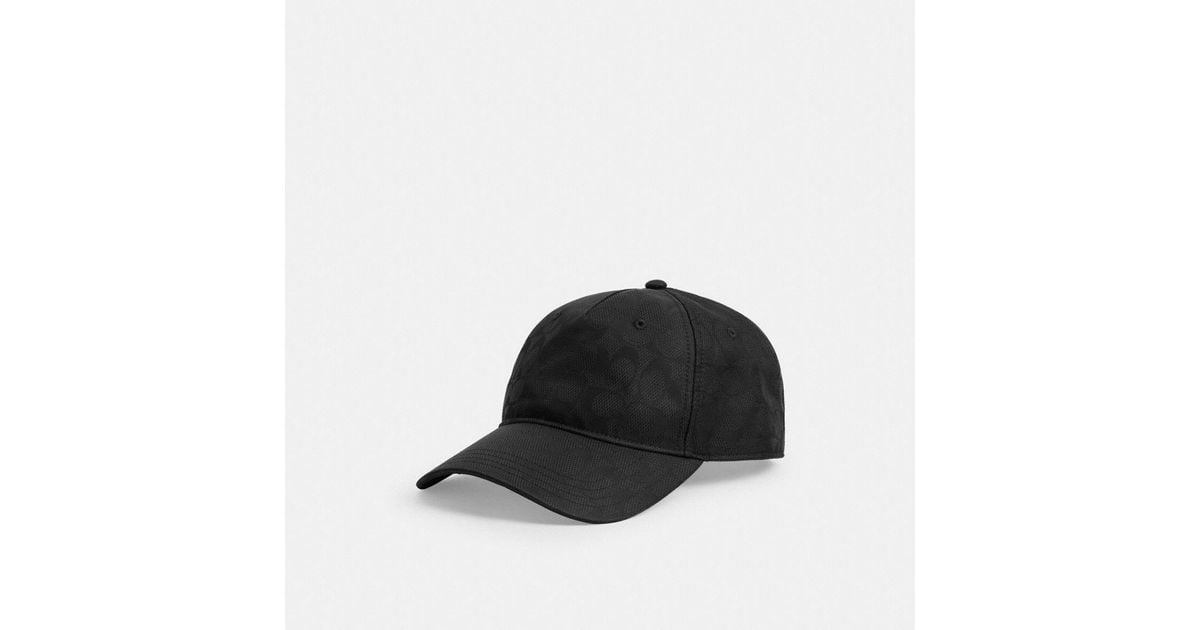 COACH Tonal Signature Baseball Hat in Black | Lyst