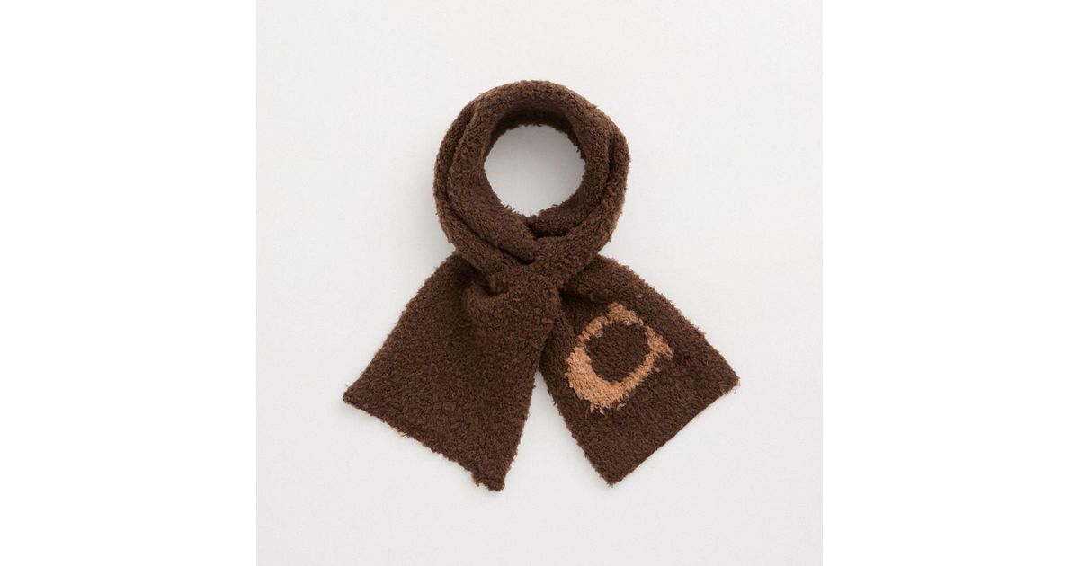COACH Restored Sherpa Knit Scarf in Brown for Men | Lyst