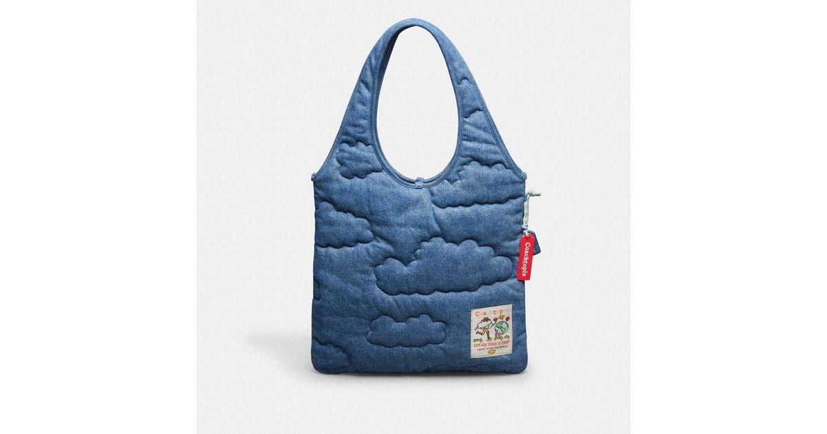 COACH Flat Tote With Cloud Quilting in Blue | Lyst