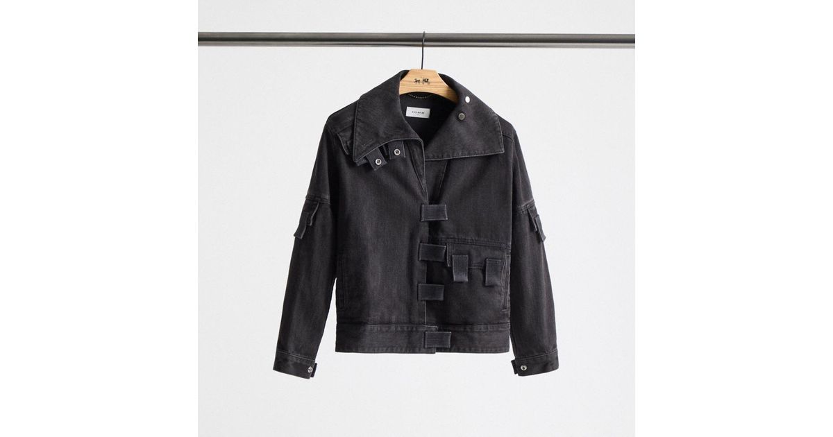 COACH Restored Multi Tab Denim Jacket in Black | Lyst