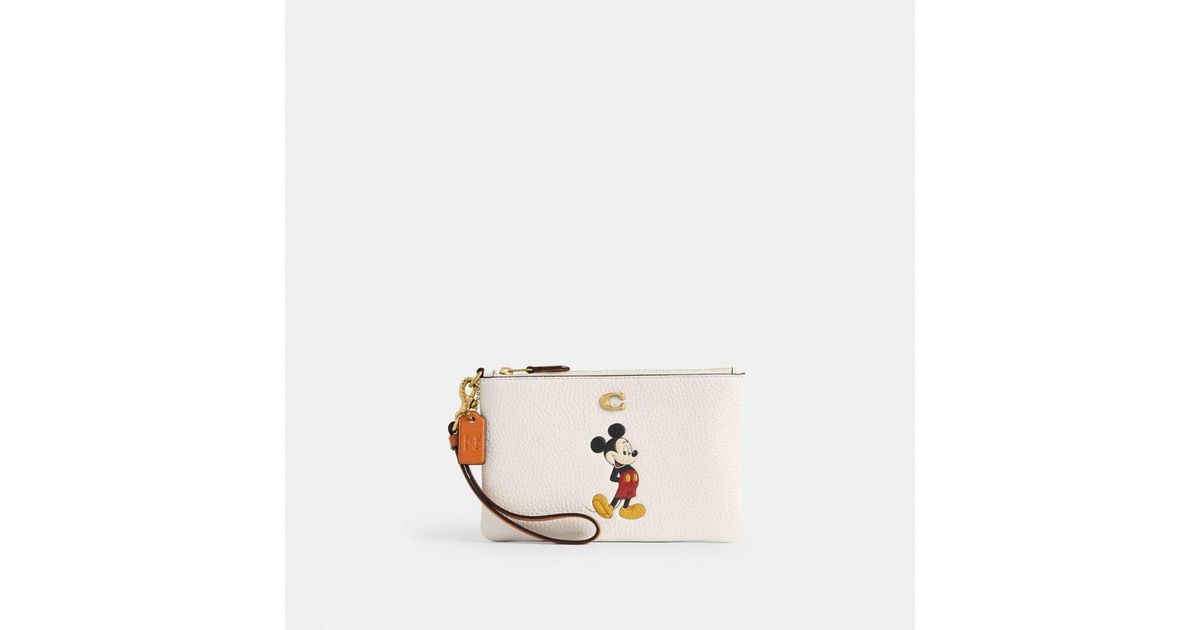 COACH Disney X Small Wristlet In Regenerative Leather With Mickey Mouse ...