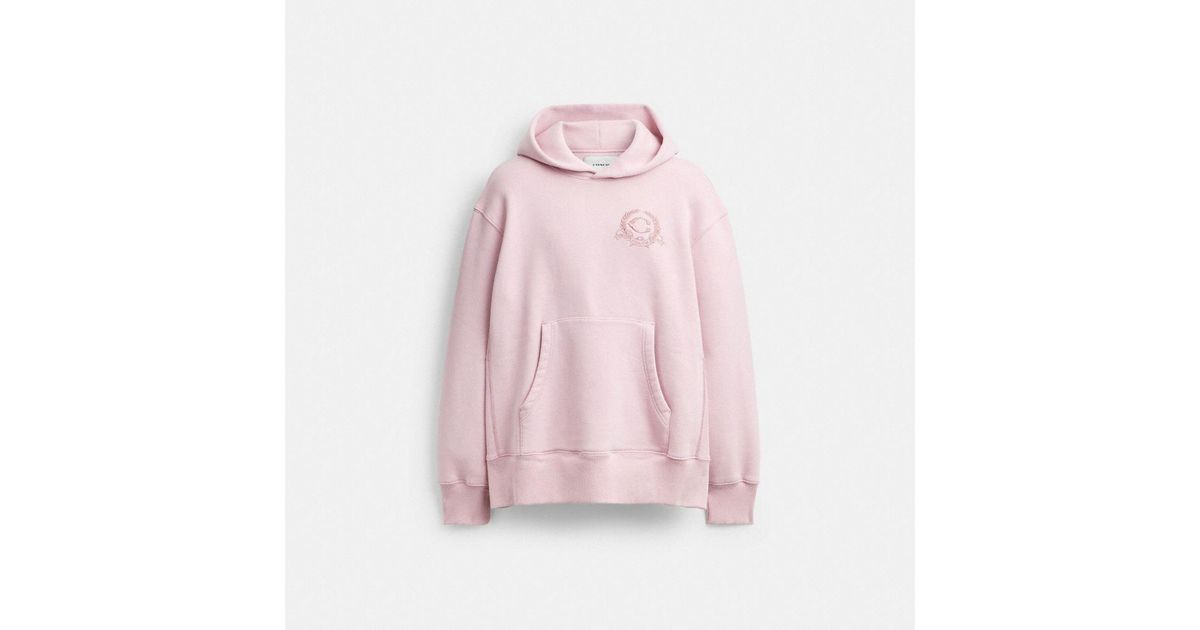 COACH Oversized Signature Crest Hoodie In Organic Cotton in Pink | Lyst