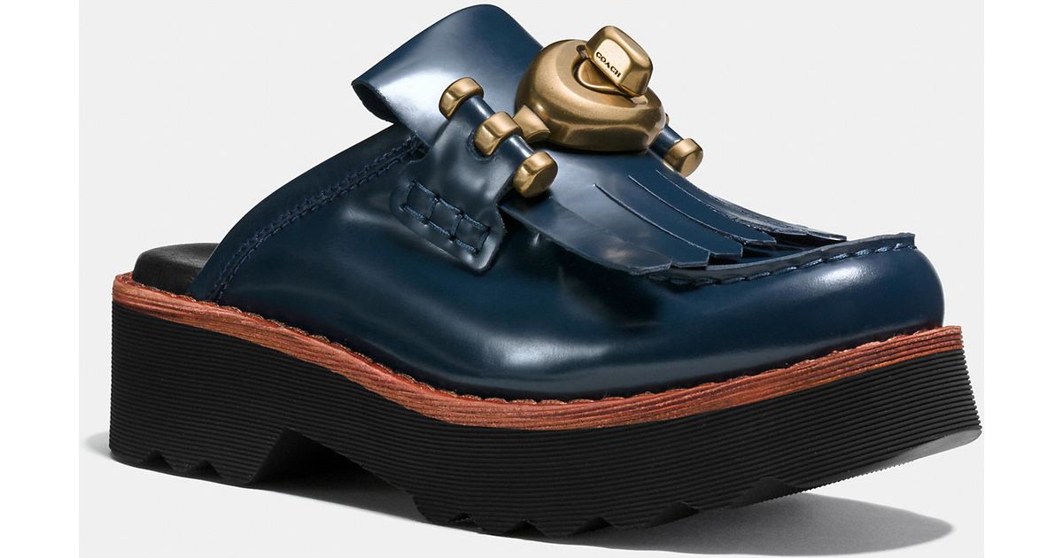 COACH Turnlock Creeper Slide in Black | Lyst