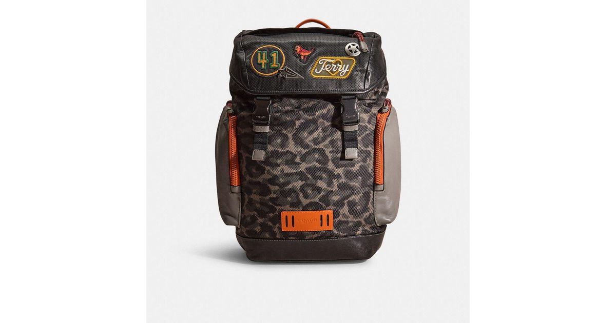 COACH Upcrafted Ranger Backpack With Camo Script Print in Gray for Men ...