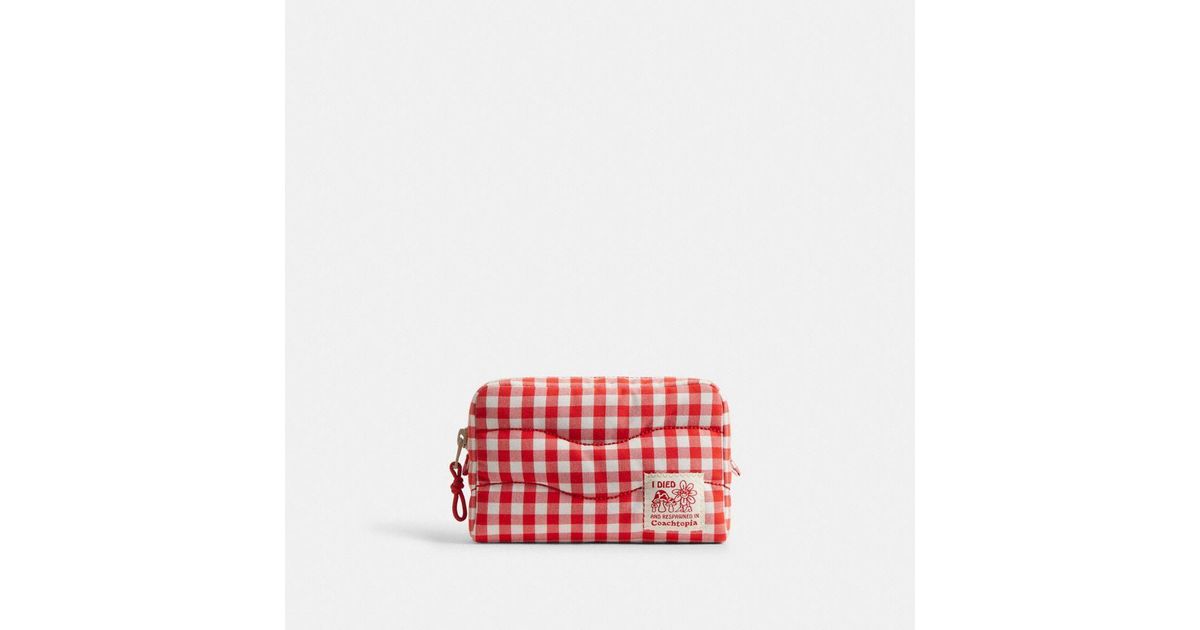 COACH Topia Loop Pouch In Recycled Polyester With Gingham Pattern in ...
