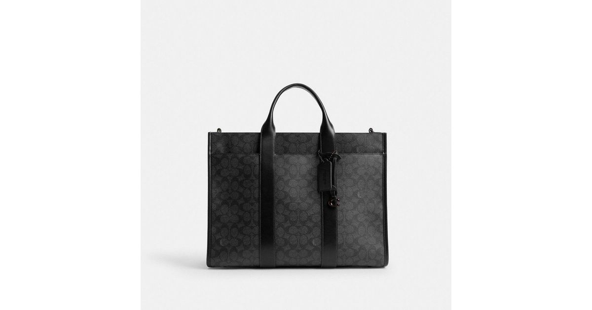 COACH Wesley Tote In Signature Canvas in Black for Men | Lyst