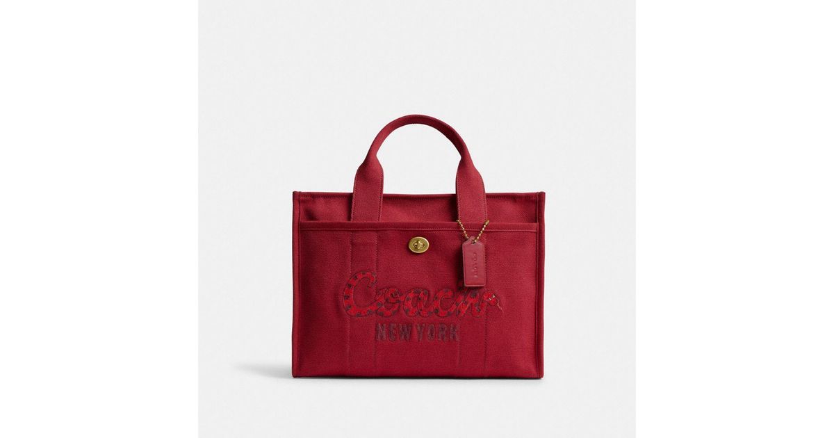 COACH New Year Cargo Tote Bag With Snake Script in Red | Lyst