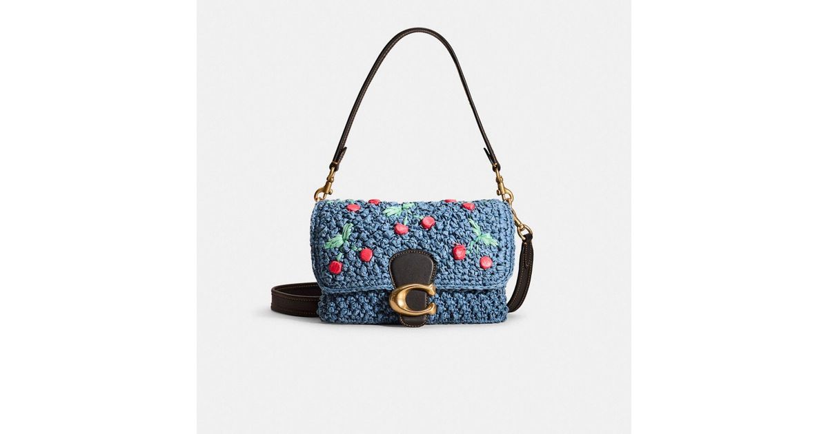 COACH Restored Soft Tabby Shoulder Bag With Cherry Embroidery in Blue ...