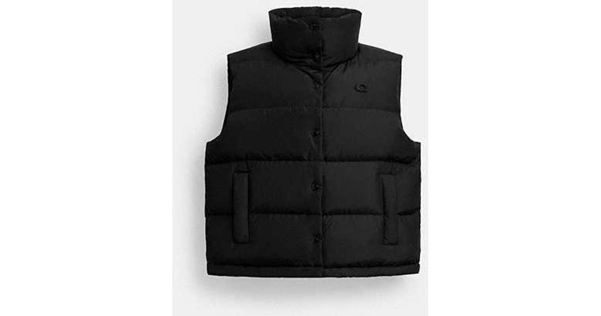 COACH Puffer Jacket Vest in Black | Lyst