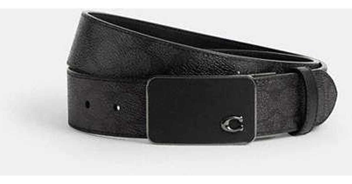 COACH Signature Plaque Buckle Cut To Size Reversible Belt, 38mm in ...