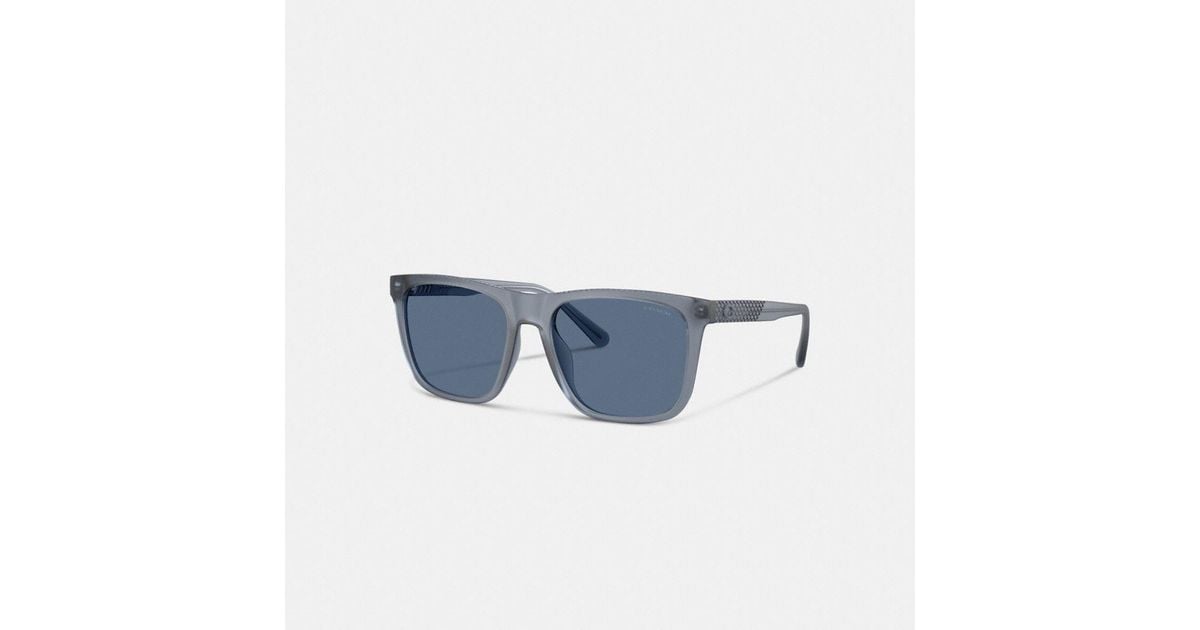 COACH C Hardware Textured Temple Square Sunglasses in Blue for Men | Lyst