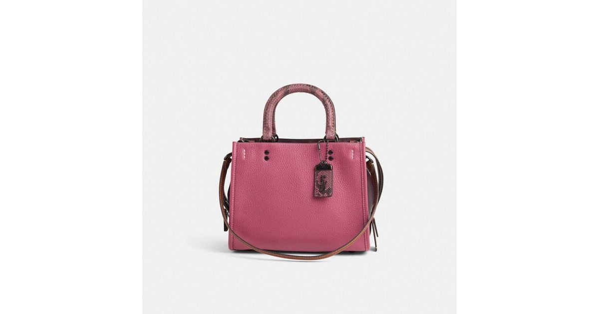 COACH Restored Rogue Bag 25 In Colorblock With Snakeskin Detail in Pink ...