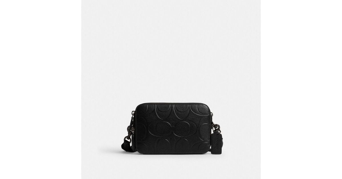 COACH Charter Crossbody Bag 19 In Maxi Signature Leather in Black for ...