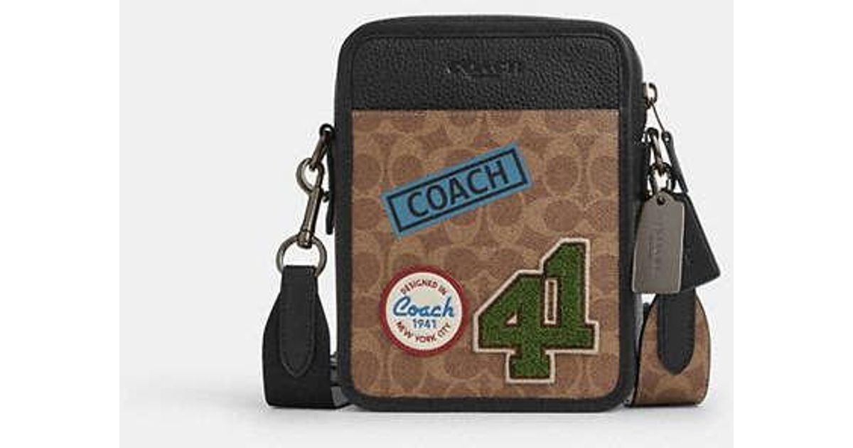 COACH Sullivan Crossbody In Signature Canvas With Patches in Black for ...