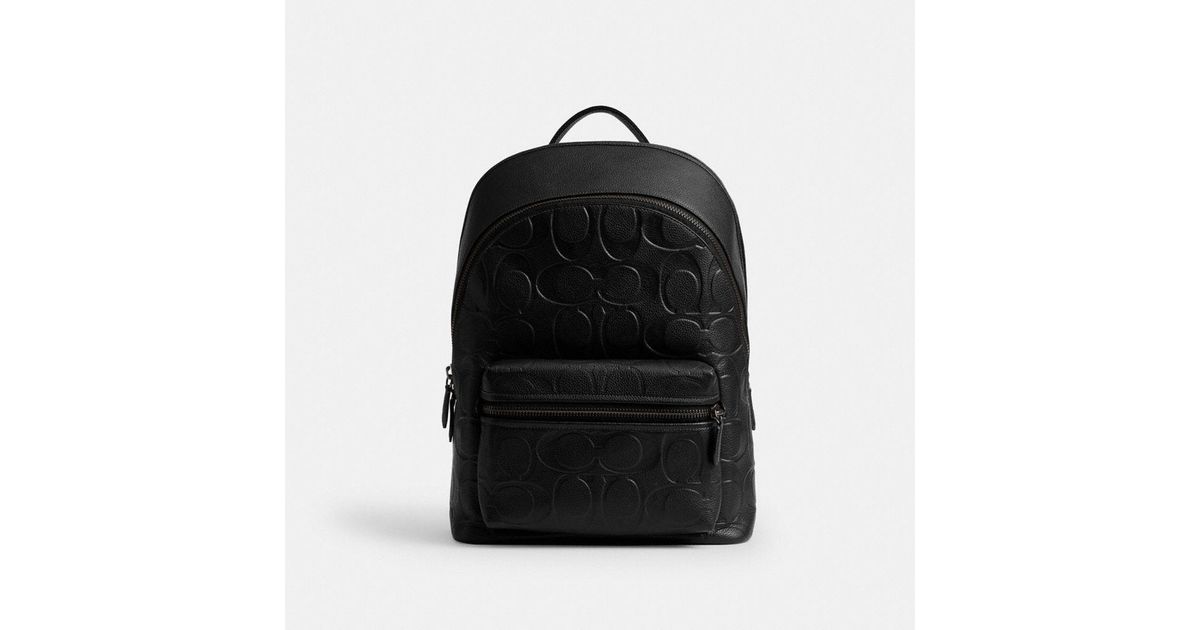 COACH Charter Backpack In Maxi Signature Leather in Black for Men | Lyst