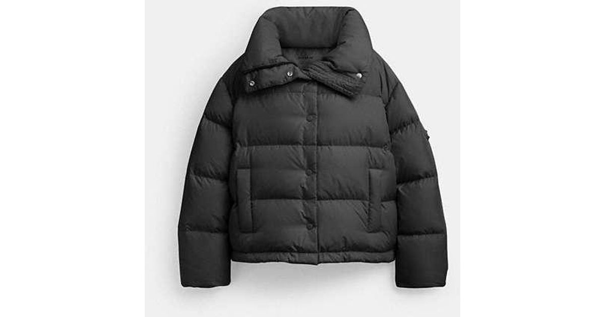COACH Short Puffer Jacket in Black | Lyst UK