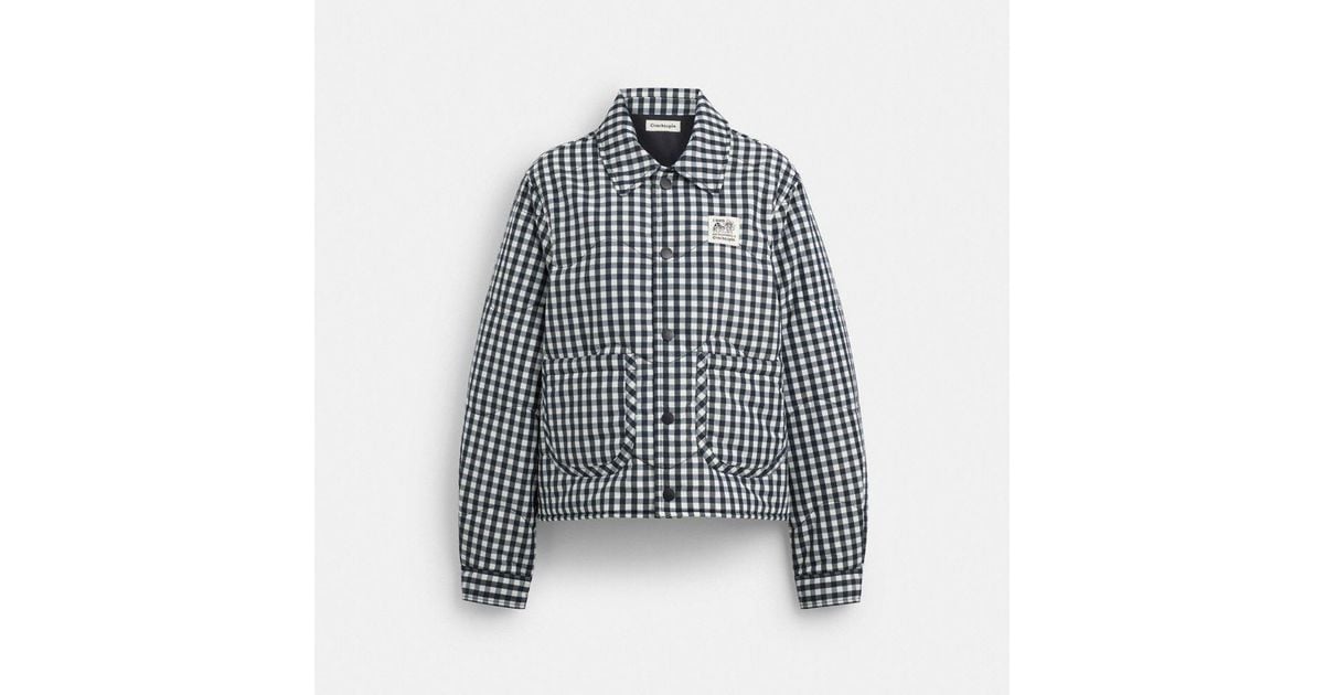 COACH Topia Loop Gingham Quilted Jacket in Black | Lyst