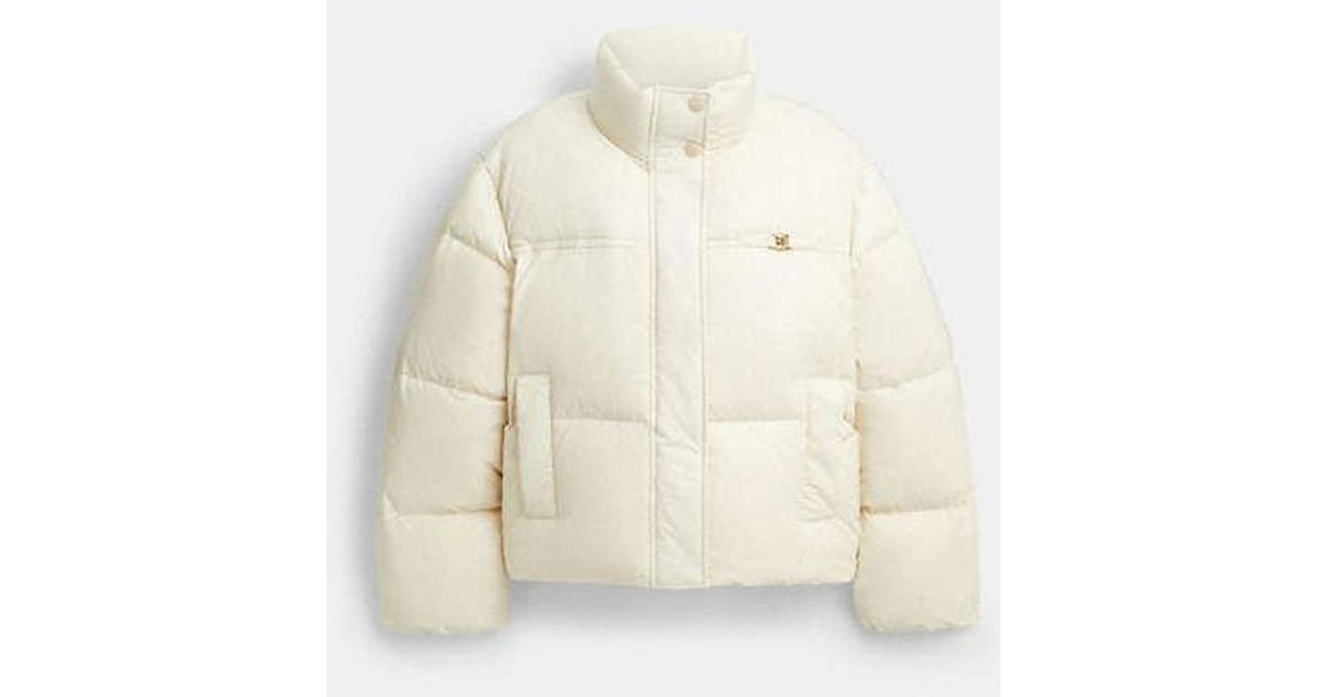COACH Heritage C Cropped Puffer Jacket in Black | Lyst UK