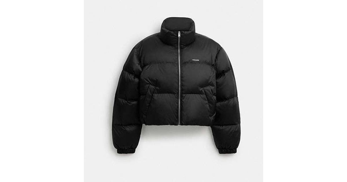 COACH Short Cropped Puffer Jacket in Black | Lyst UK