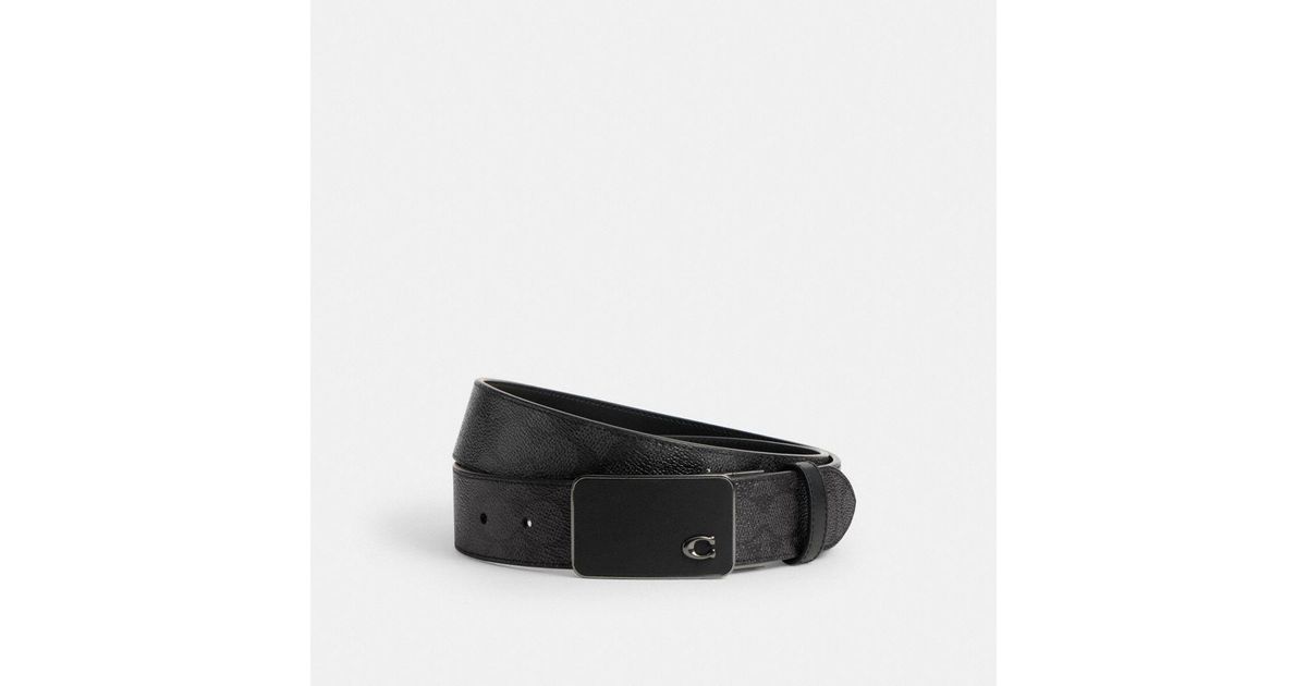 COACH Signature Plaque Buckle Cut To Size Reversible Belt, 38mm in ...