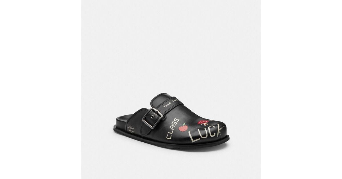 COACH Buckle Clog With Sketch Print in Black for Men | Lyst