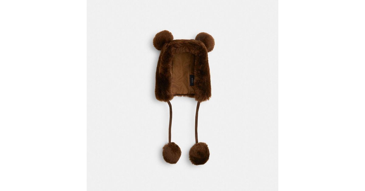 COACH Teddy Shearling Trapper Hat in Brown | Lyst