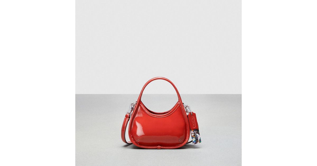 COACH Mini Ergo Bag With Crossbody Strap In Crinkled Patent Leather in ...