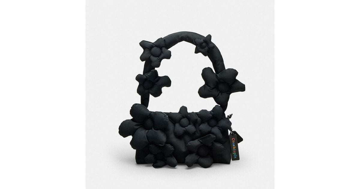 COACH Topia Loop Shoulder Bag With Floral Appliqué in Black | Lyst