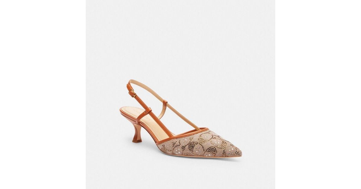 COACH Rosie Slingback In Crystal Signature Jacquard in Brown | Lyst