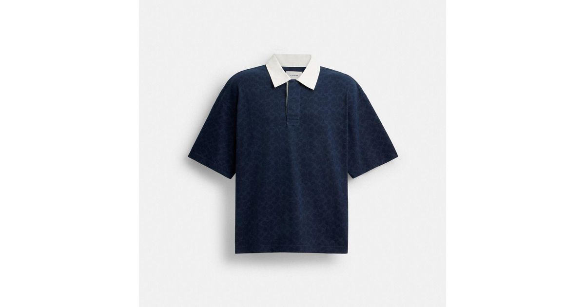 COACH Signature Relaxed Rugby Polo In Organic Cotton in Blue for Men | Lyst
