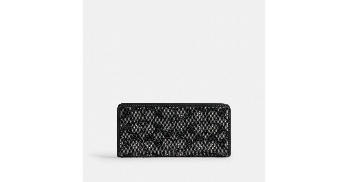 COACH Essential Slim Wallet In Crystal Signature Jacquard in Black | Lyst