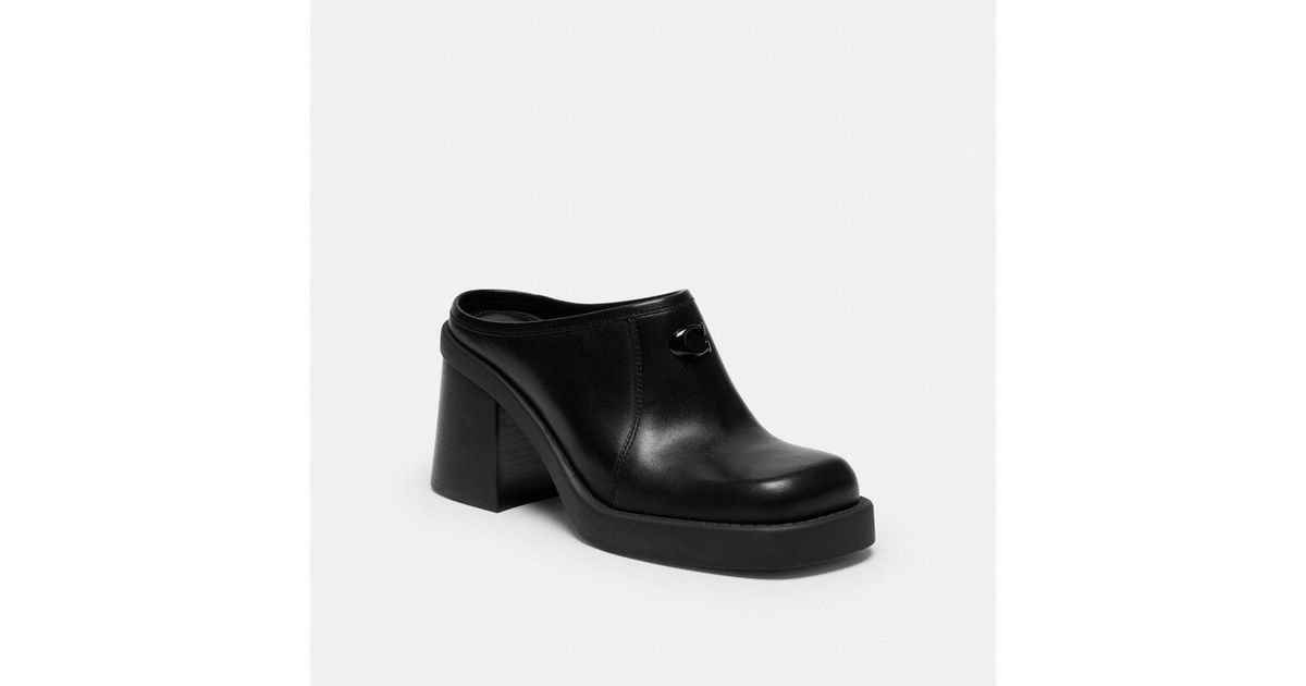 COACH Sculpted C Heeled Mule in Black | Lyst