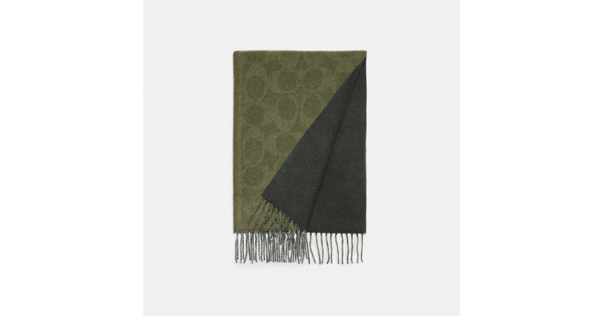 COACH Reversible Signature Cashmere Muffler in Green | Lyst