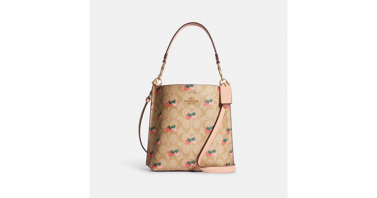 COACH Mollie Bucket Bag 22 In Signature Canvas With Strawberry Print in ...