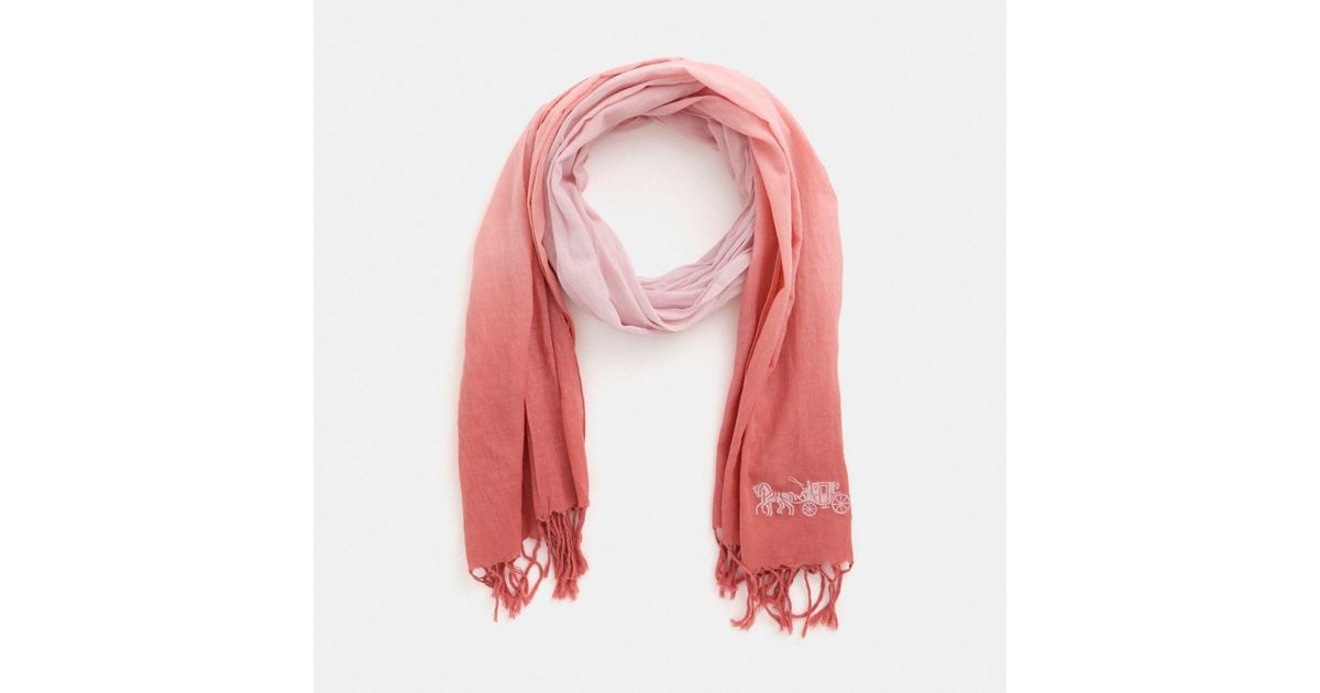 COACH Restored Dip Dye Linen Oblong Scarf in Pink | Lyst